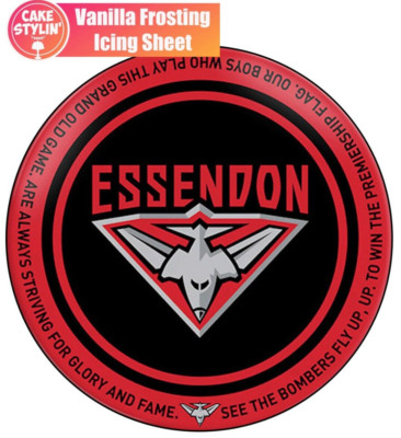 ESSENDON LOGO Edible ICING CAKE TOPPER Large Round Vanilla Frosting | eBay