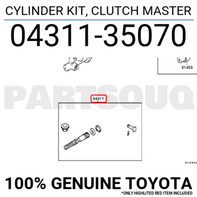 0431135070 Genuine Toyota CYLINDER KIT, CLUTCH MASTER 04311-35070 | eBay