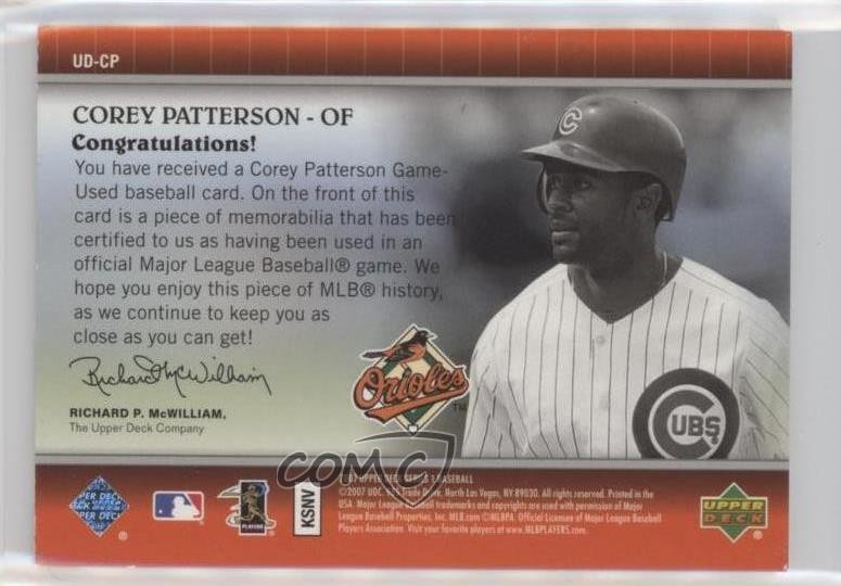 2007 Upper Deck UD Game Materials Patch Corey Patterson #UD-CP Patch | eBay