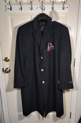 Men's Stafford Performance Black Classic Fit Dress Coat Overcoat Size ...