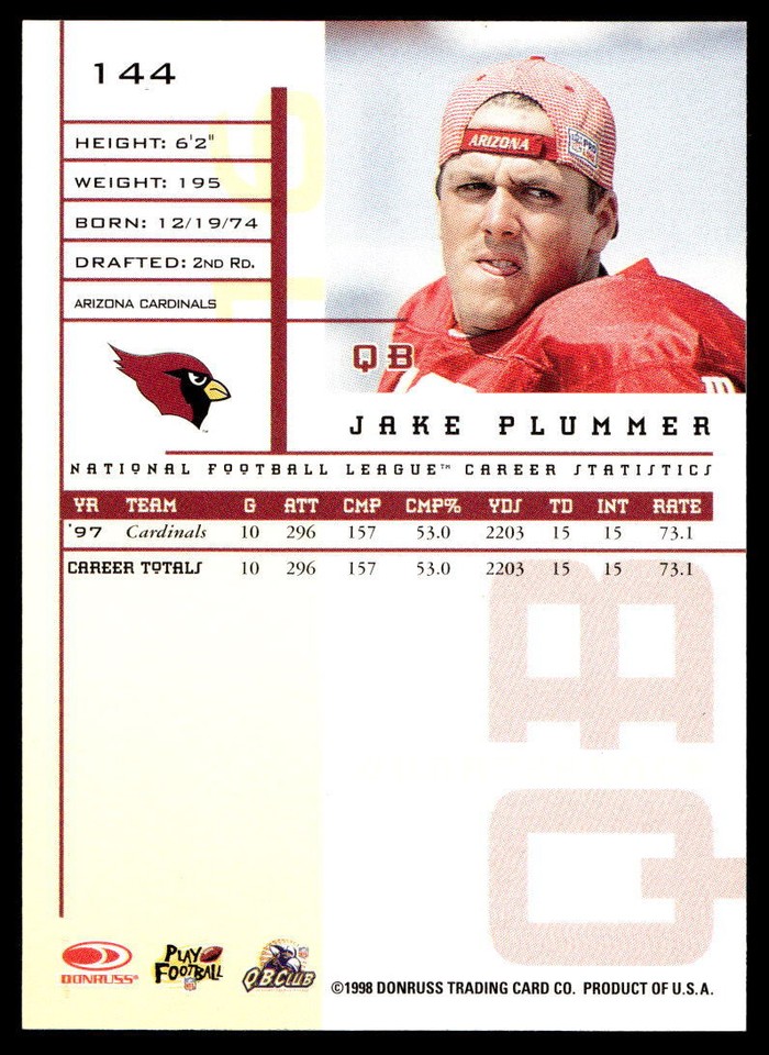 1998 Leaf Rookies & Stars 144 Jake Plummer Cardinals Football Card | eBay