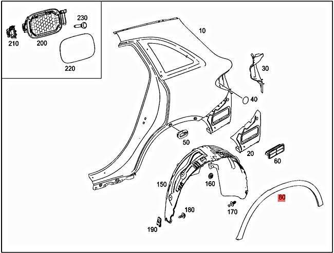Genuine MERCEDES Glc C253 X253 To fender right Cover bumper area ...