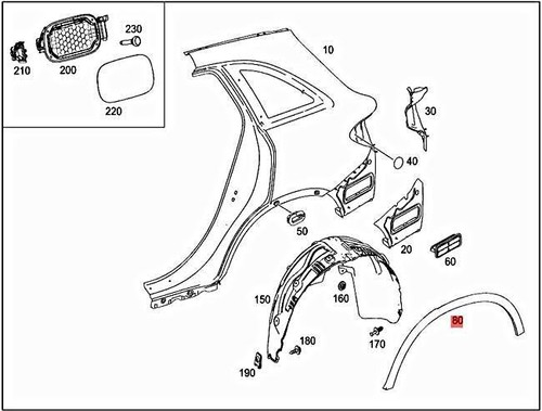 Genuine MERCEDES Glc C253 X253 To fender right Cover bumper area ...