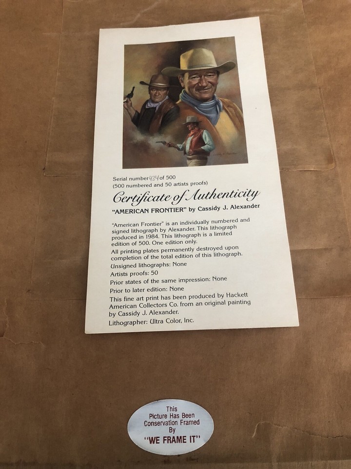 John Wayne American Frontier 1984 Limited Print 434/500 Signed Cassidy ...