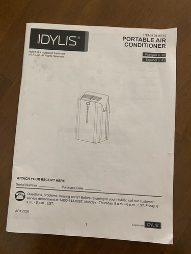 Idylis Portable Air Conditioner 12,000 BTU Works Read Description | eBay