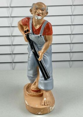 10” Vintage ABCO Old Man with Shotgun Chalkware Hand Painted Alexander ...