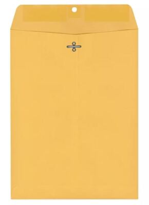 9 x 12 Inches Clasp Envelope with Deep Gummed Flaps 28LB Brown Kraft ...