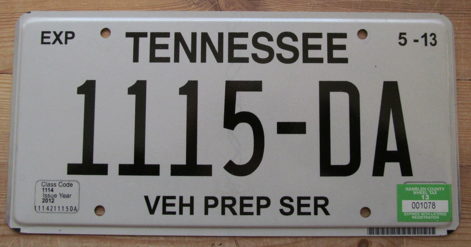 Tennessee 2013 VEHICLE PREPARATION SERVICE License Plate HIGH QUALITY ...