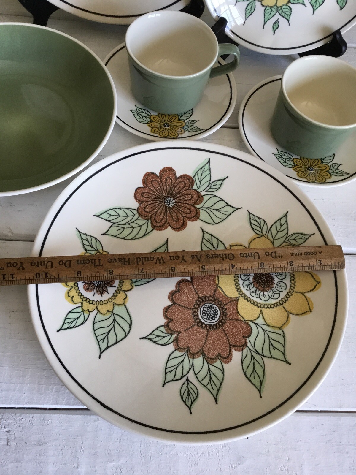 8 Vintage TST Taylor Smith Taylor FLORA Taylorstone Retro Floral Green ...