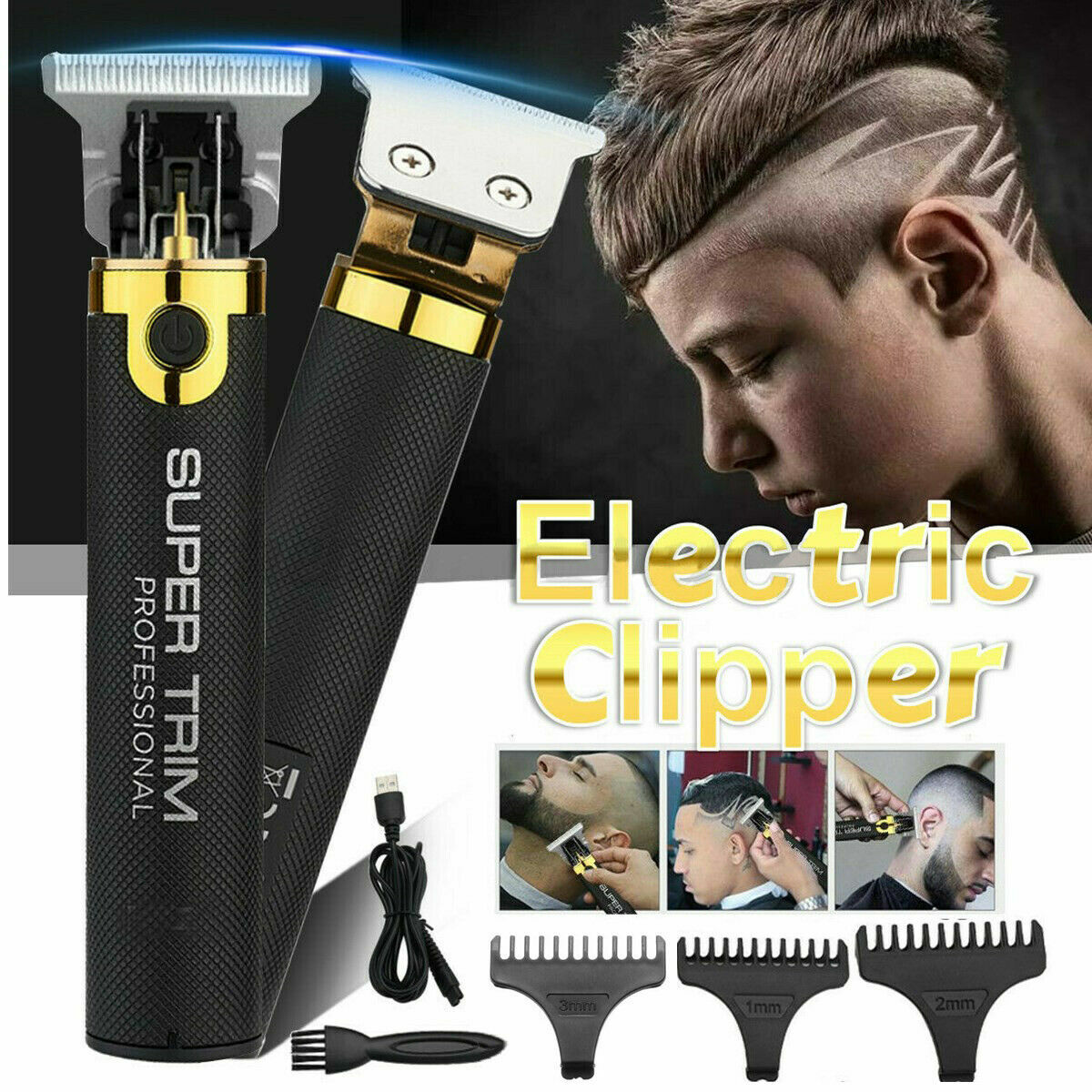 VGR V082 Professional Zero Gapped Hair Clipper Electric Trimmer USB ...