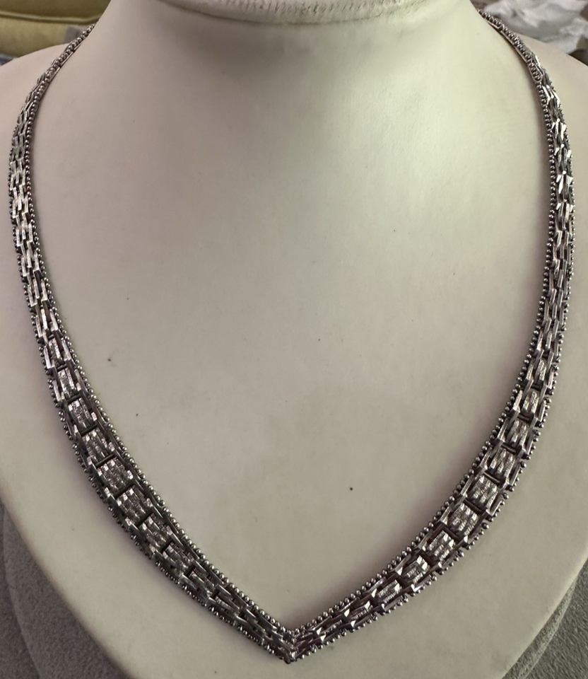 Heavy Vintage Sterling Silver Riccio V Chain Necklace Italy 29g. | eBay