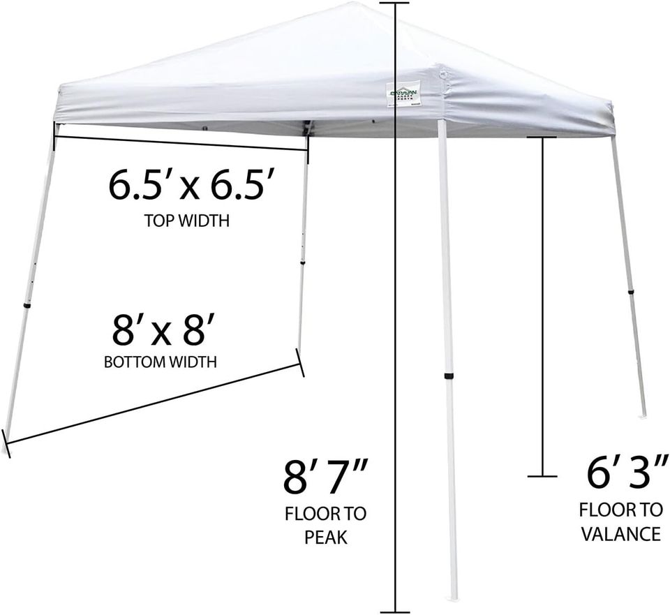 Cirrus Instant Slant Canopy Kit 8' X 8' White, 42.25 Sq. Ft of Shade ...