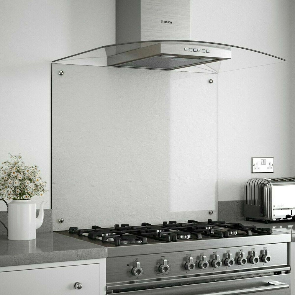 Clear Kitchen Glass Splashback Toughened and Heat Resistant Cooker ...