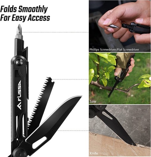 Flissa 16-in-1 Multitool Plier Folding Pocket Tool Bottle Opener Knife ...