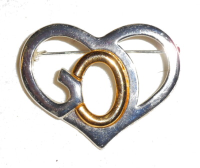 Brooch Pin, SJ Saint John, 2-Tone-Silver-Gold Heart Love Romance, 1-1/2 ...