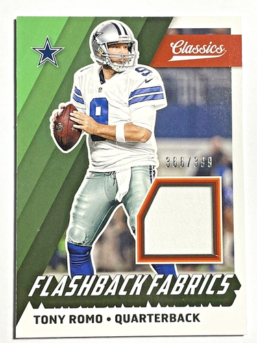 TONY ROMO Cowboys 2017 Panini Classic FLASHBACK GAME USED MATERIAL Card ...