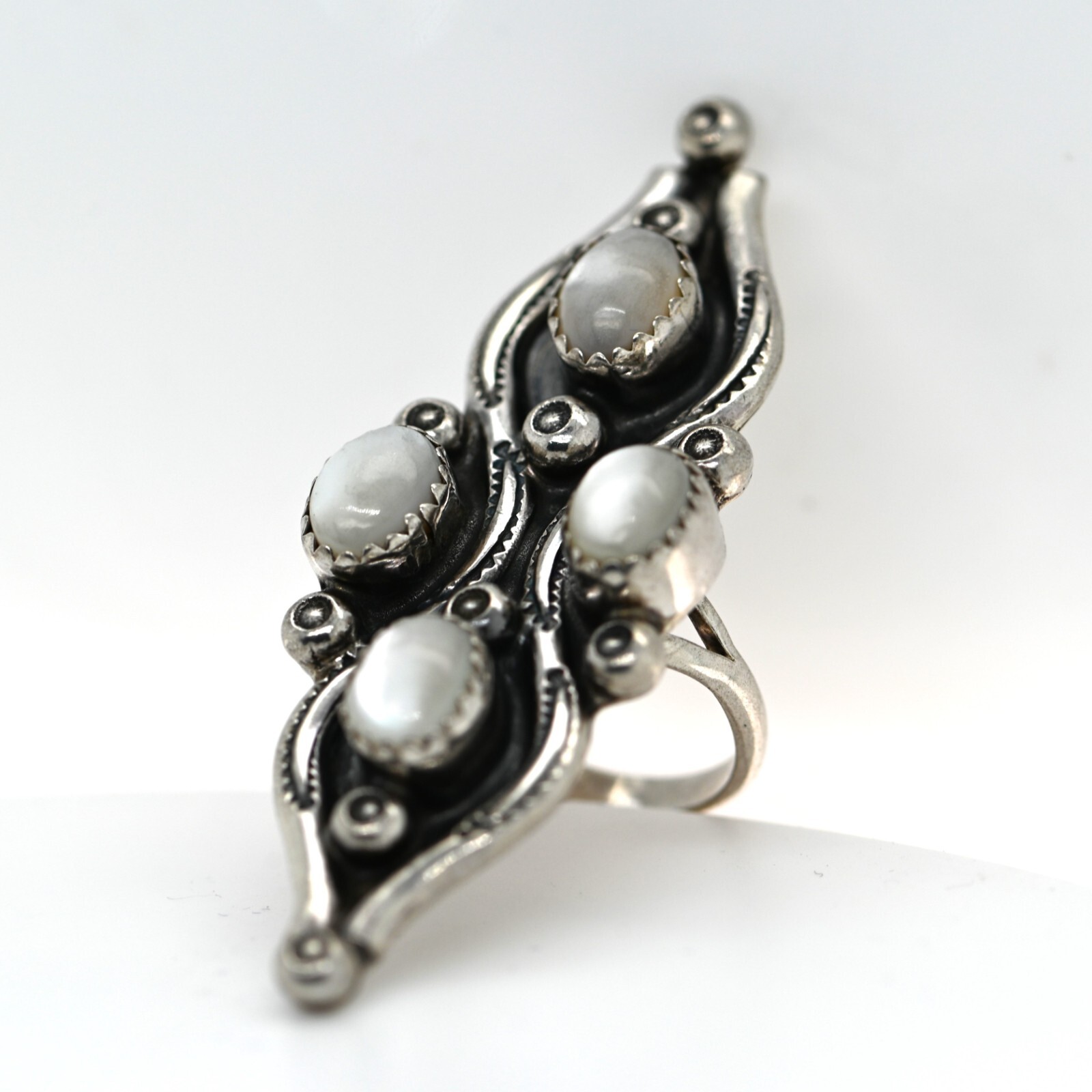 Vintage Navajo 70s Native American Moonstone Sterling… - Gem