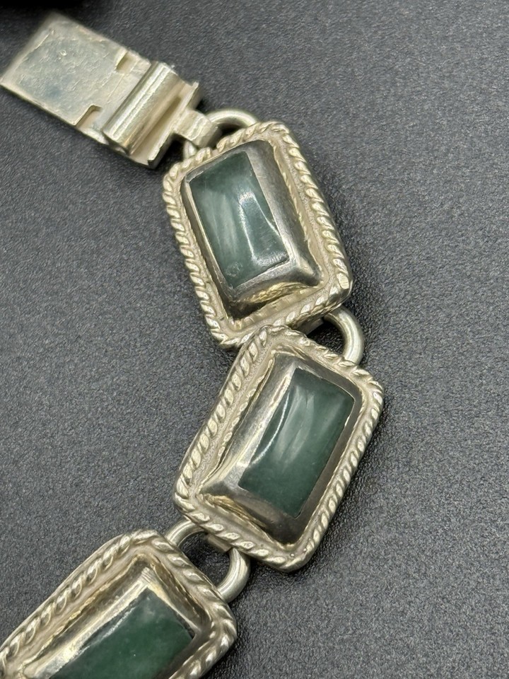 Vintage Sterling Silver Green Turquoise Heavy Bracelet 48 Grams Q23 | eBay
