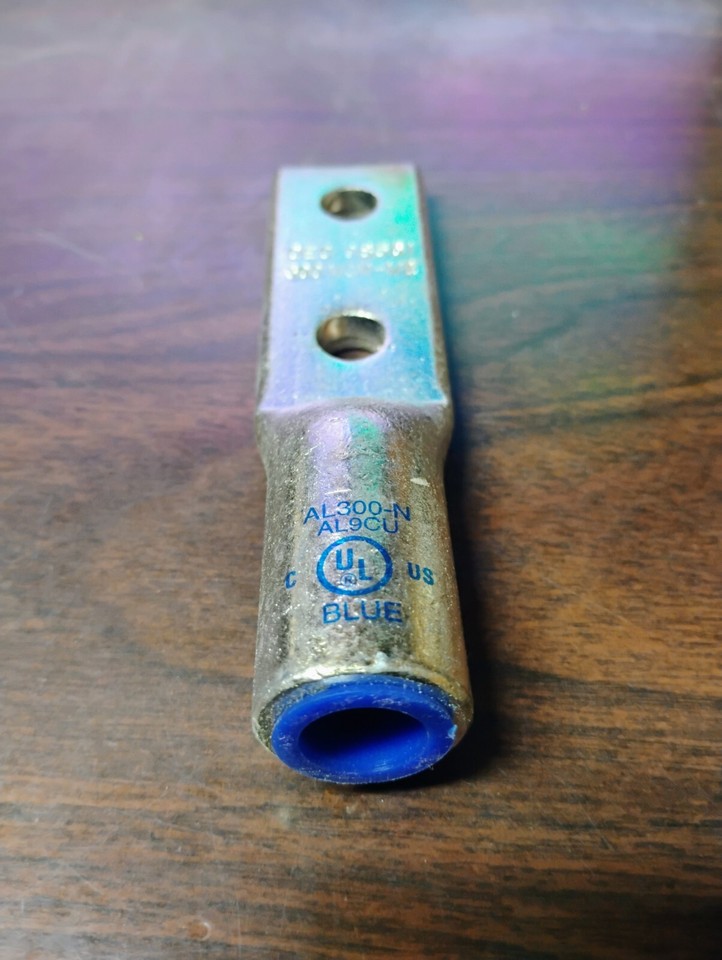NSI AL300N COMPRESSION LUGS 1/2" 2-HOLE 300 MCM BLUE DIE NEW BOX OF 6 ...