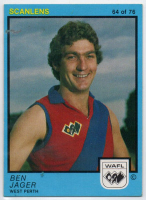 1982 AFL WAFL SCANLENS FOOTBALL CARD - 64 Ben JAGER (WEST PERTH) MINT ...
