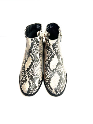 NEW Time And Tru. Faux Snake Skin Ankle Boots Women Size 8 Wide Memory ...