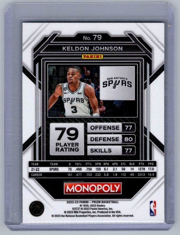 2022 Panini Prizm Monopoly #79 Keldon Johnson Spurs | eBay
