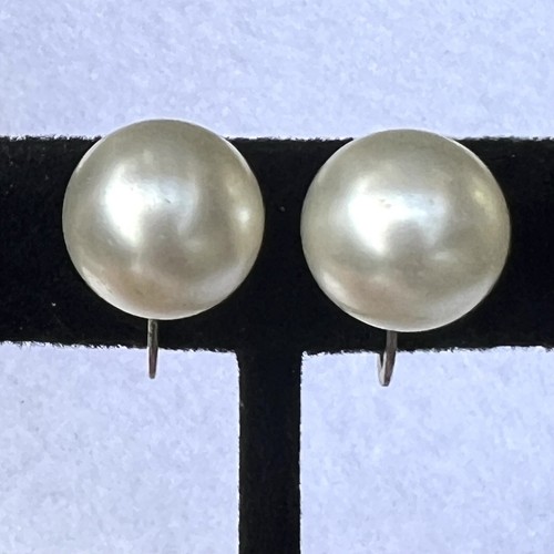Vintage Marvella Signed Sterling Silver Earrings Faux Pearl Clip Back ...