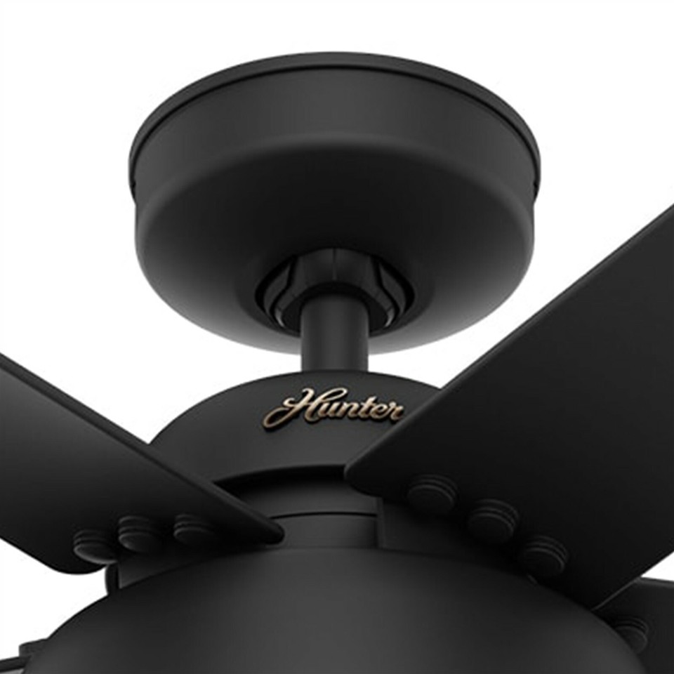 Hunter Fan 52 in Contemporary Matte Black Ceiling Fan w Light and ...