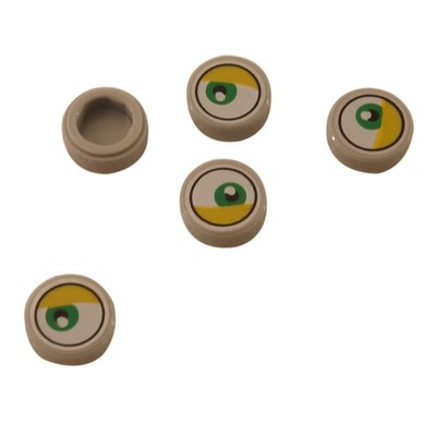 5 NEW LEGO Tile, Round 1 x 1, Lateral Eye, Yellow Eyelid Light Bluish ...