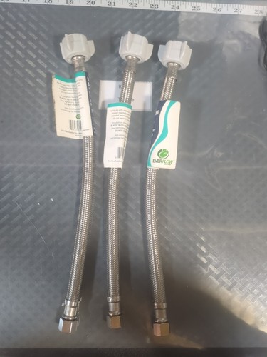 3 Everflow Water Supply Line Stainless Steel 7/8"x3/8" Comp 12 ...