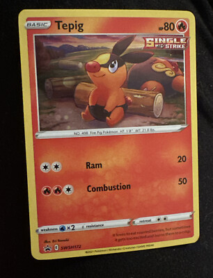 Tepig SWSH172 | Black Star Promo Pokemon Card | Holo Galaxy BIG SWIRL ...