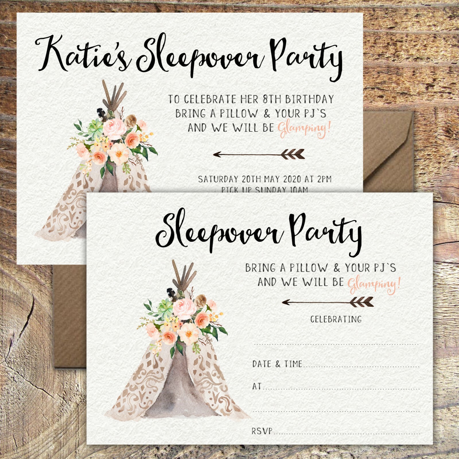 Blank Sleepover Invitations