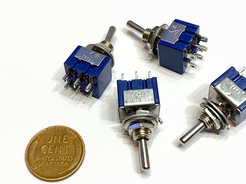 4 x Toggle Switches 3 Position Mini MTS-203 6-Pin DPDT ON-OFF-ON 6A ...