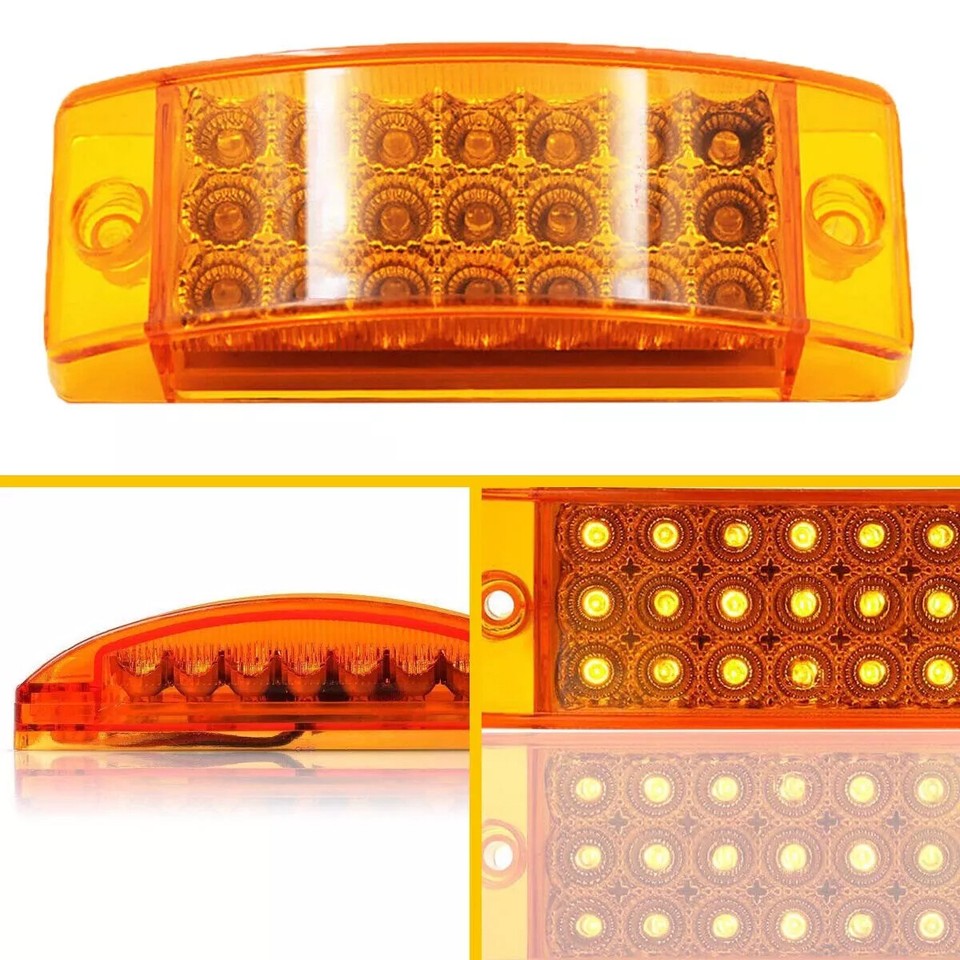 2x Amber 6" 21-LED Sealed Turn Signal Lights Side Marker Light Truck ...