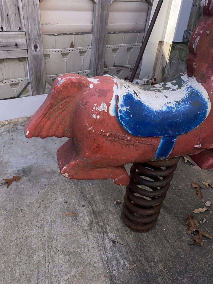 PLAYWORLD SYSTEMS VINTAGE SPRING RIDER ROCKING HORSE CAST METAL ...