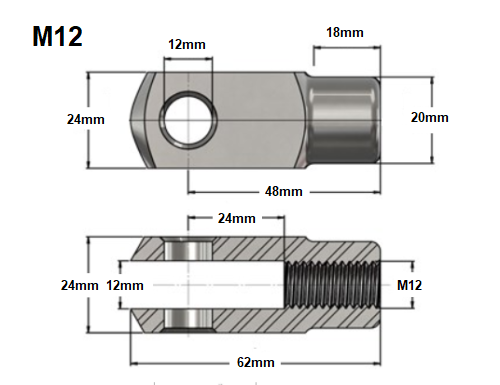 Clevis Fork Yoke Rod End Joint M4 M5 M6 M8 M10 M12 R/H Thread BZP Steel ...