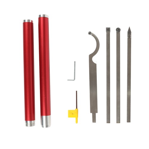 Set of 6 Carbide Woodturning Tools & Handle Wood Lathe Cutting Turning ...