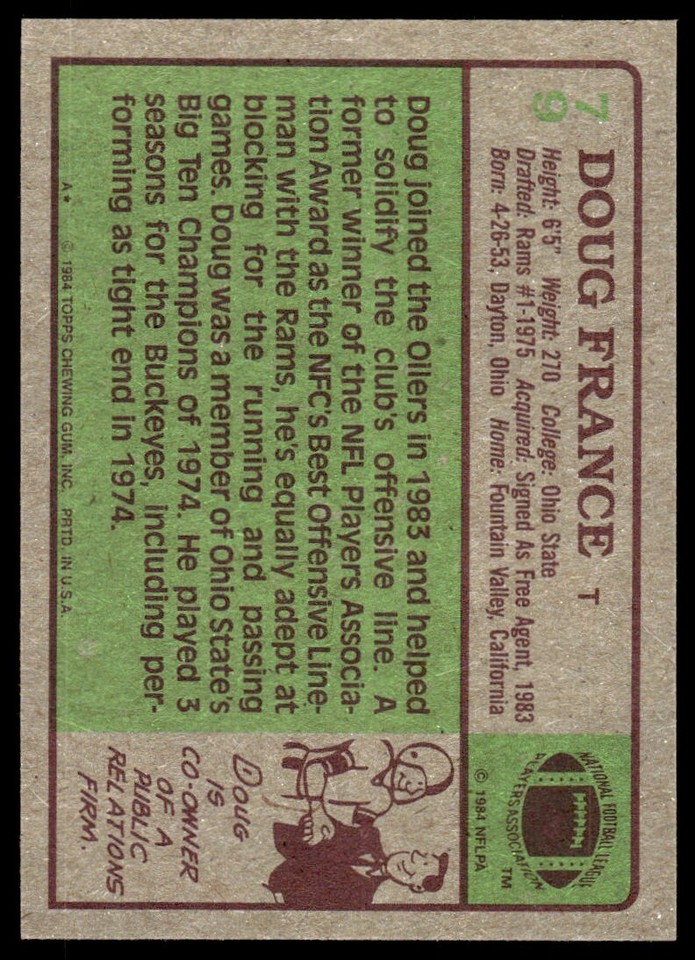 1984 TOPPS DOUG FRANCE HOUSTON OILERS #79 | eBay