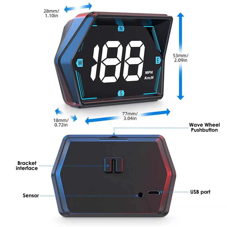 Universal Car Digital GPS Speedo Speed MPH KMH HUD Head Up Display ...