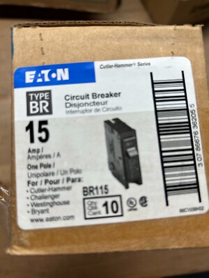 New Eaton BR115 Single Pole 15 Amp Circuit Breaker Box of 10 | eBay