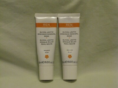 REN Face Glycol Lactic Radiance Renewal Mask Travel Sz x2 Tubes NEW | eBay