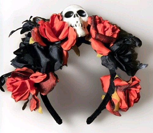 Day of the Dead Skeleton Headband Halloween Costume Skull Rose Cosplay ...