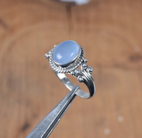 925 Solid Sterling Silver Blue Chalcedony Ring-7 US s645 | eBay