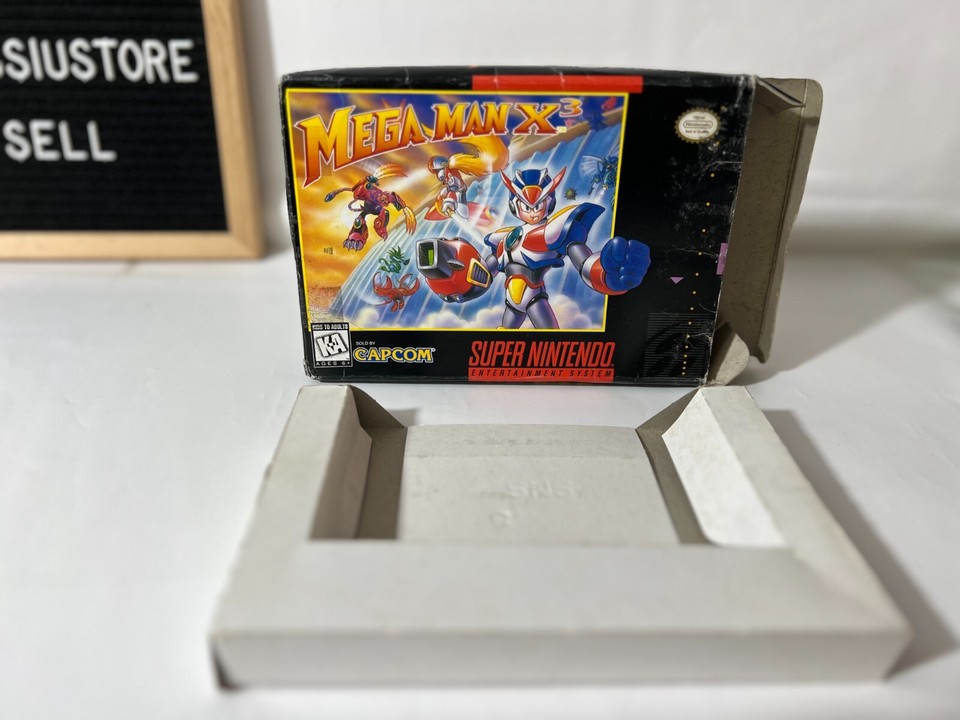 Mega Man X3 Genuine Game Box Only Tray Inserts Super Nintendo Snes Used ...