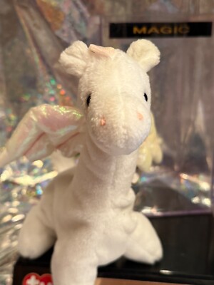 TY Beanie Babies - Retired - MAGIC 1995 White Dragon with Pink Sparkly ...