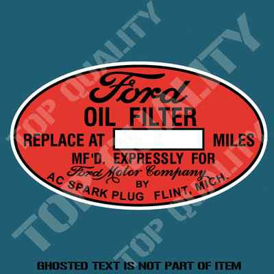 VINTAGE FORD OIL FILTER DECAL STICKER MOTORSPORT RETRO TOOLS GARAGE OLD ...
