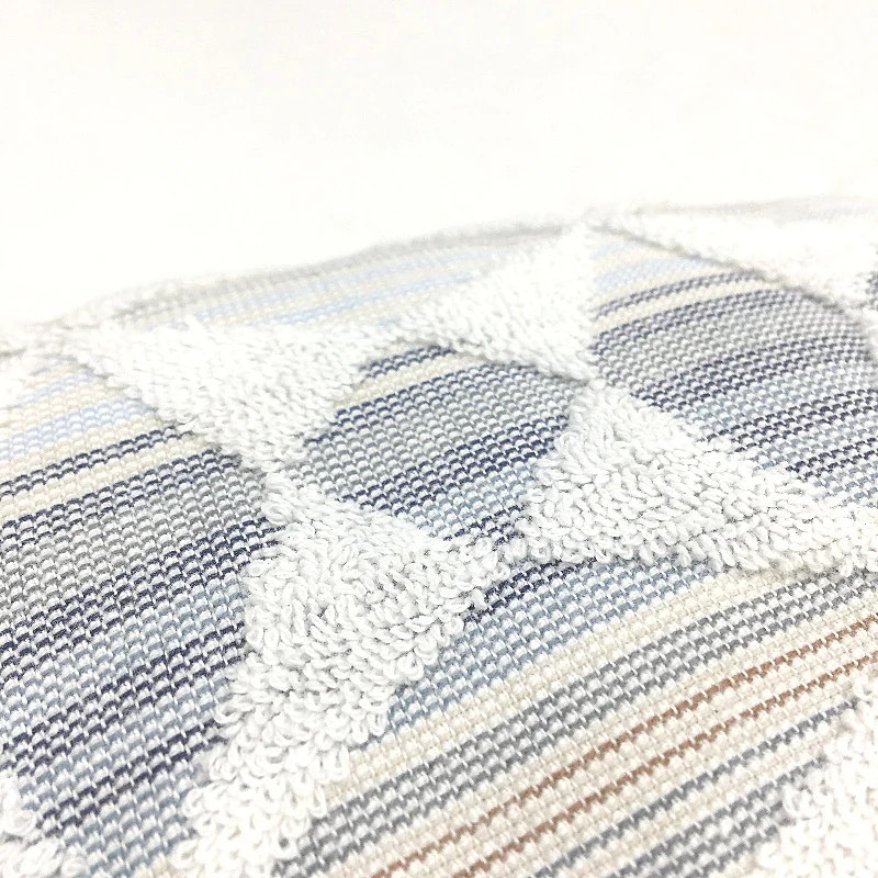 Kirkton House 2Pce Cotton White & Blue Geo Textured Patterned Bath ...