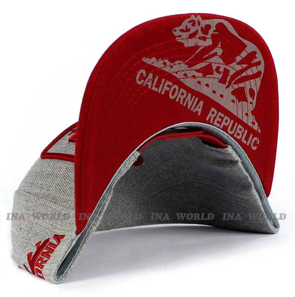 California Republic Hat Cap CALI Classic Bear Snapback Flat Bill ...