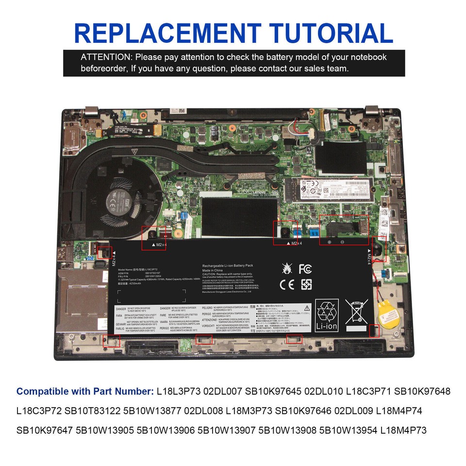 L18M3P73 Battery For Lenovo ThinkPad T490 T495 P14s T14 Gen 1st 2nd ...