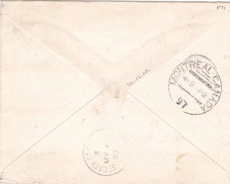 Newfoundland 1897 Registered Cvr St John's to Montreal Canada | eBay